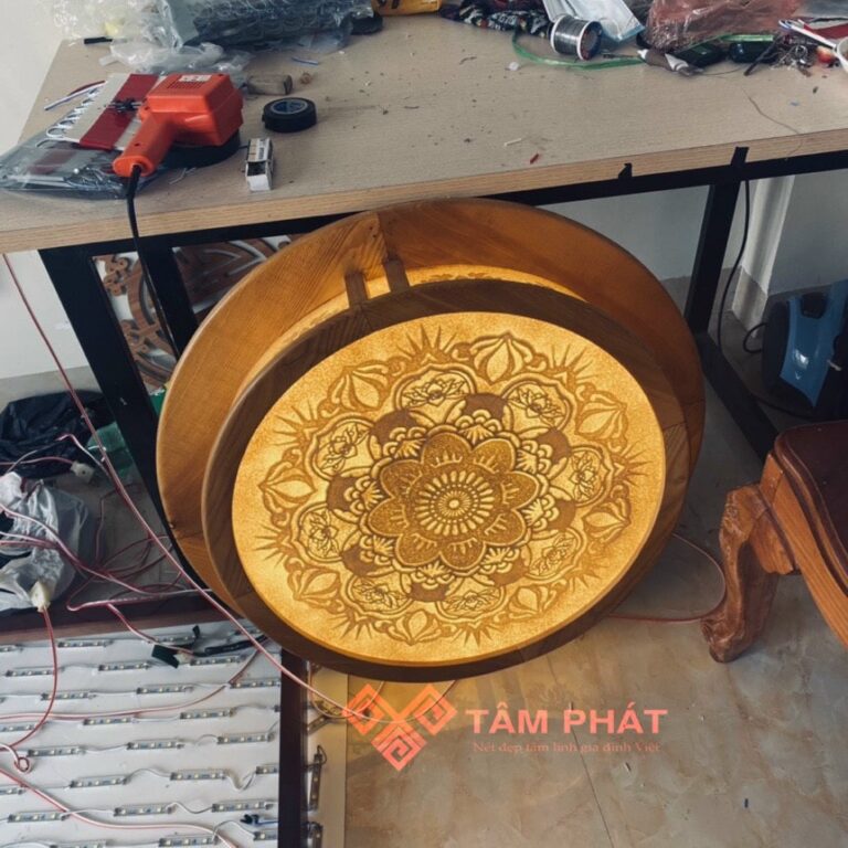 Đèn trần trúc chỉ phòng thờ sang trọng mẫu TC6608 Tâm Phát